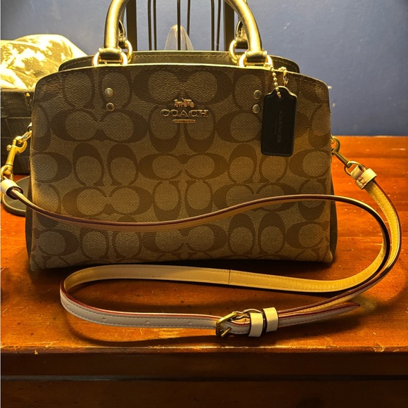 Coach | Bags | Coach Tan Satchel With Signature Design | Poshmark